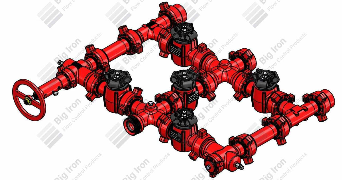 Choke Manifold 2” 602, 5x Manual Plug Valve, 1x Adj, 1x Pos, 6000 psi ...